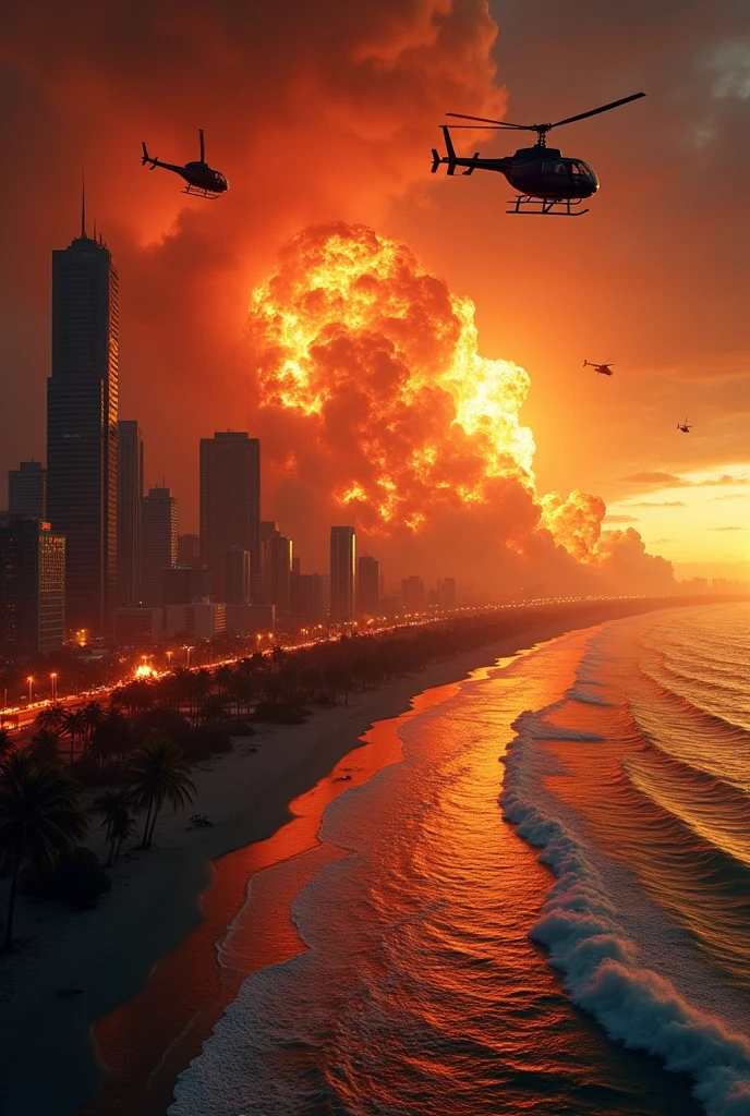 Epic cinematic disaster movie poster for 'Miami Magma.' Miami - SeaArt AI