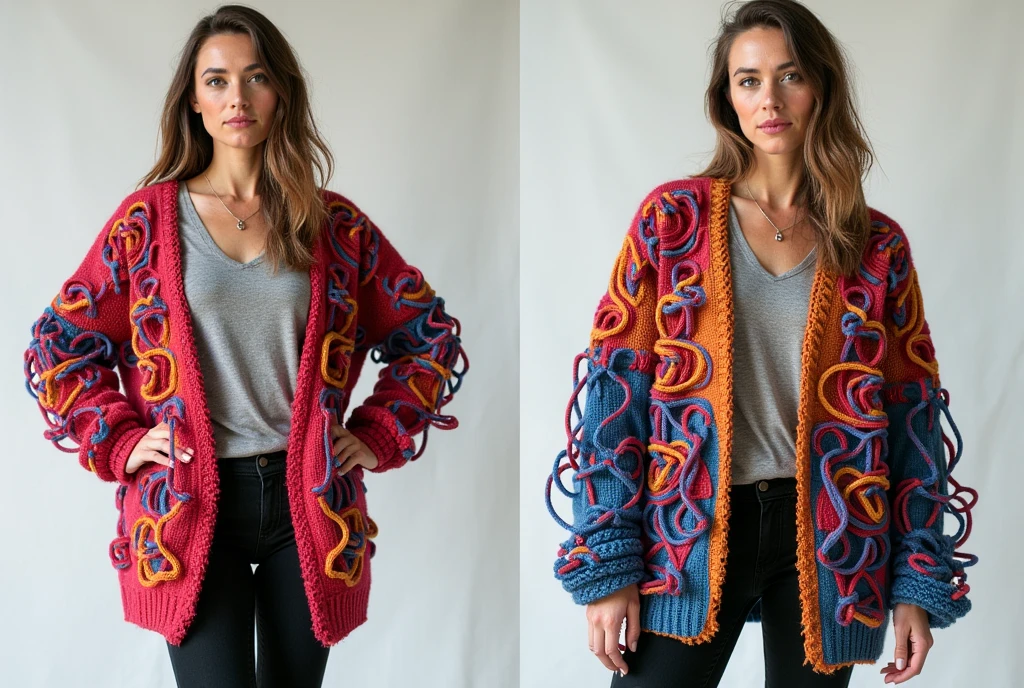 Knitting Diagrams 、 multicolor loopy sweater、Knitting Diagrams for an ...