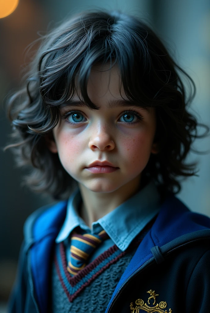 boy, Son of Sirius Black, medium length hair , blue eyes, Ravenclaw - SeaArt AI