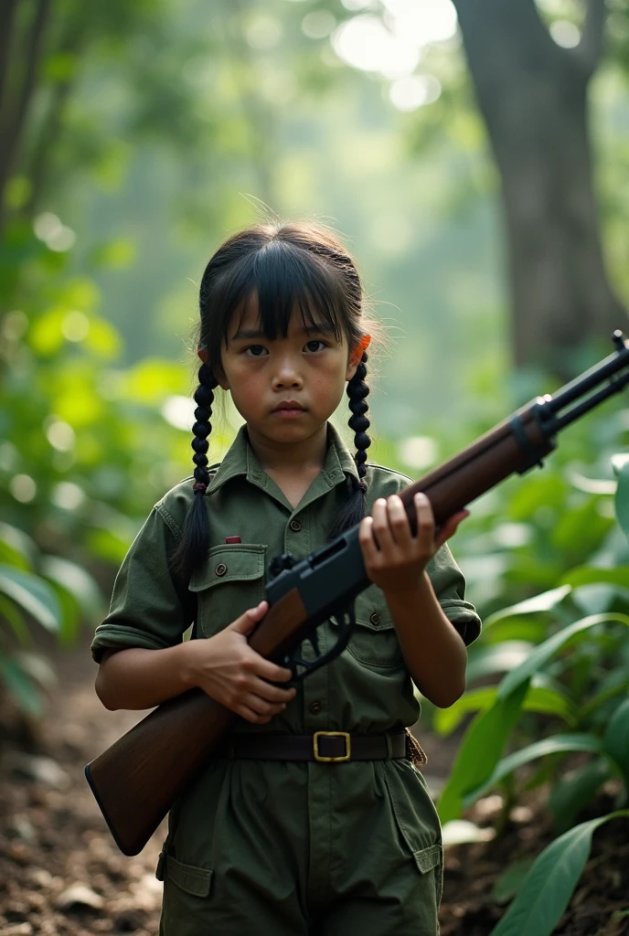 Baby soldier in Viet Nam with braided hair - SeaArt AI