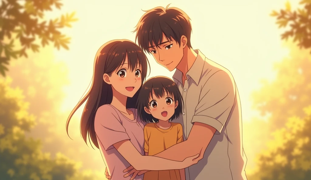 Couple and daughter , anime style - SeaArt AI