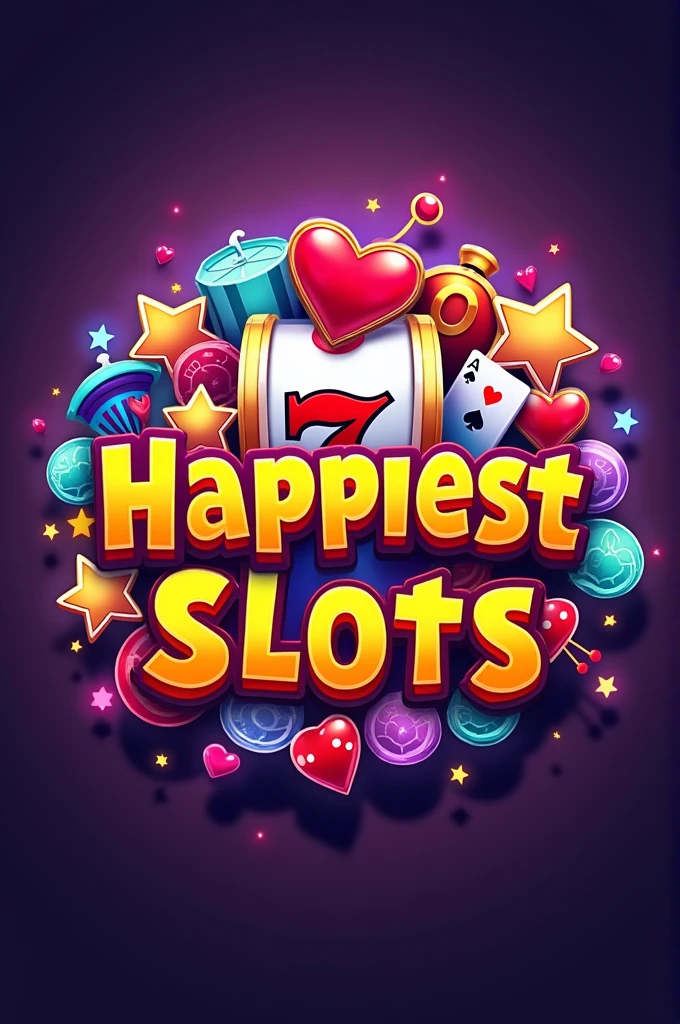 HAPPIEST SLOTS name logo with various games logo - SeaArt AI