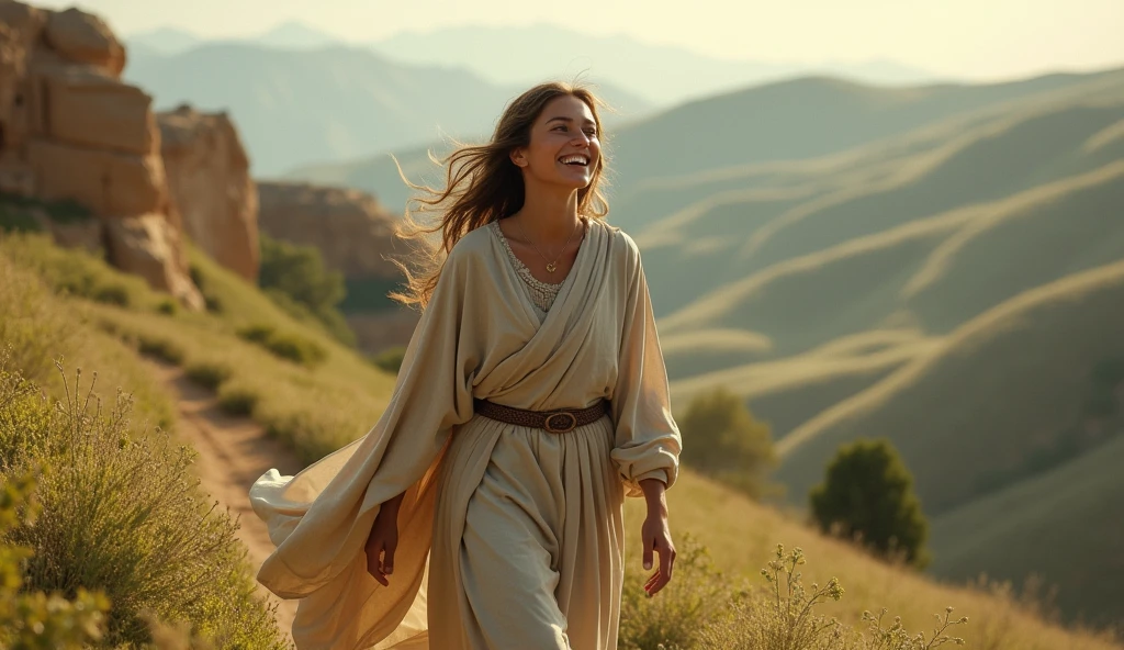 A young woman, likely in her teens, with a look of joy and anticipation ...