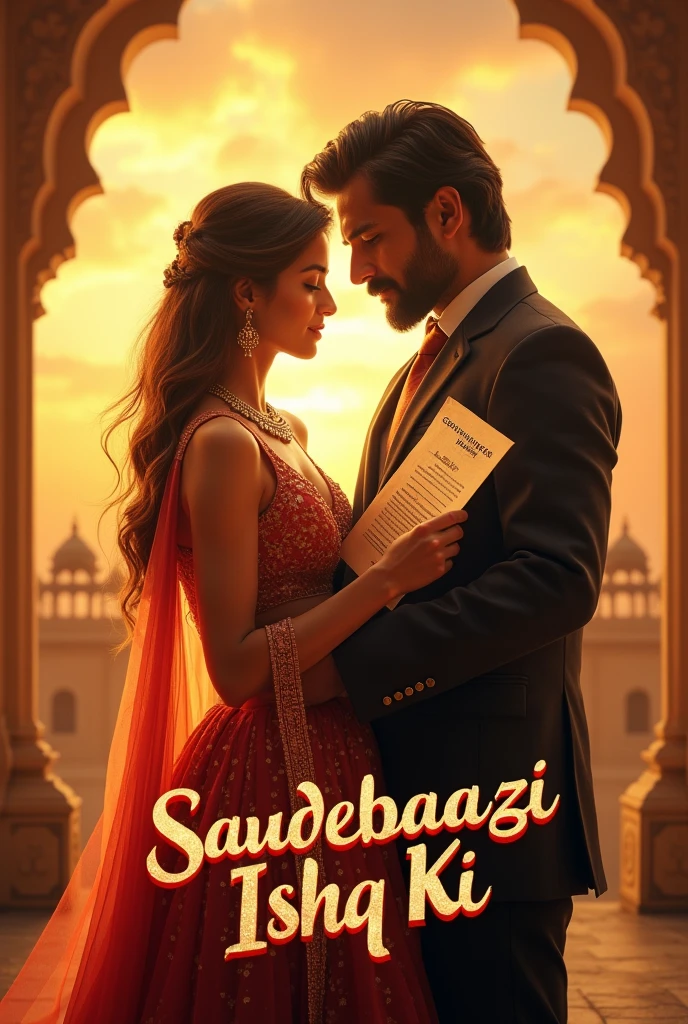 Design A Bollywood-style movie poster featuring a dramatic and romantic ...