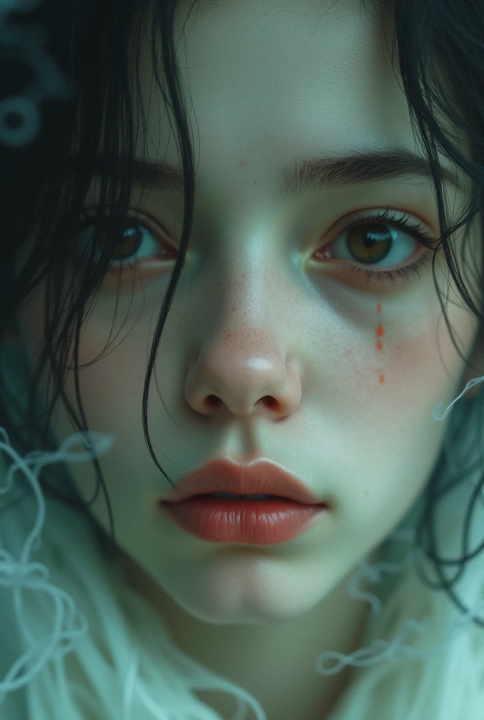 Surreal devoted face of a confused and sad woman - SeaArt AI