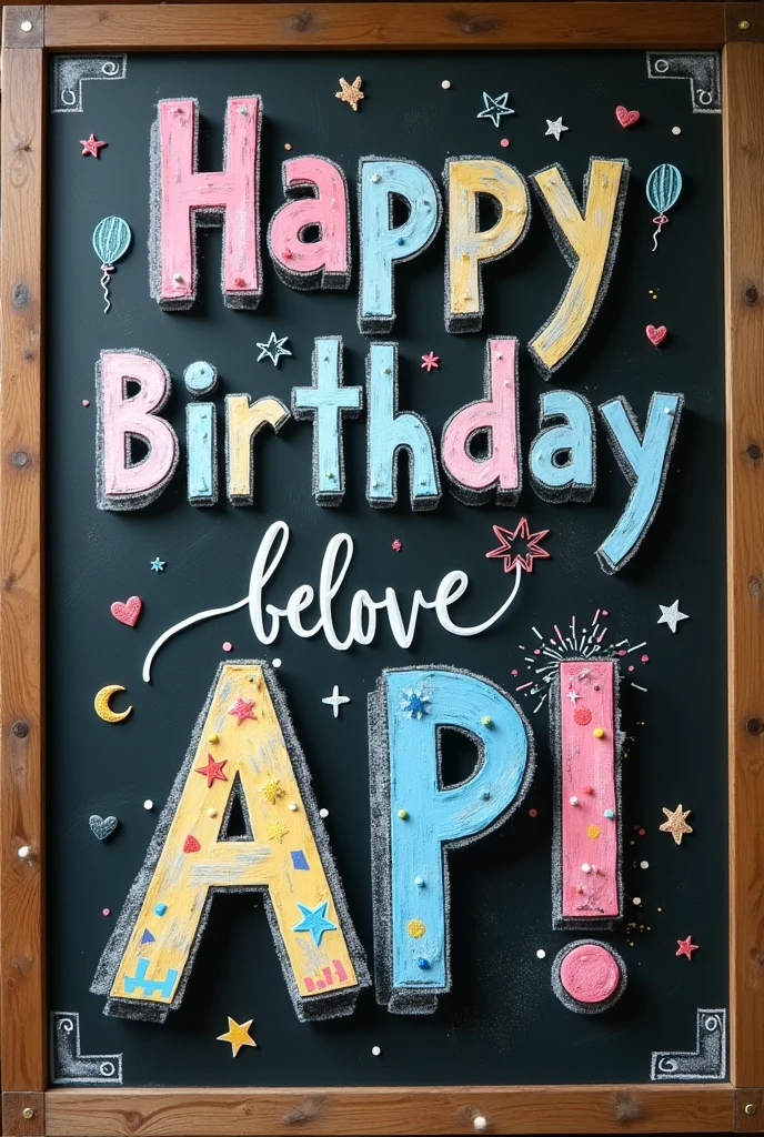 "Happy Birthday My Little Api." Write it on a board with extreme ...