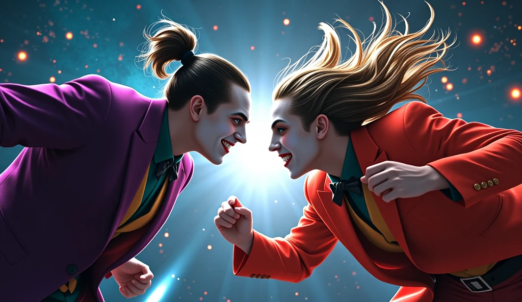 Visual duel between Joker and Loki : explosions of colors that collide ...