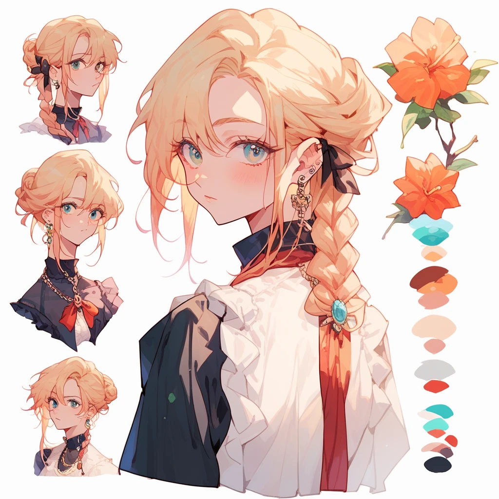 Model sheet, 2D, character, white background, Female, High renderedd ...