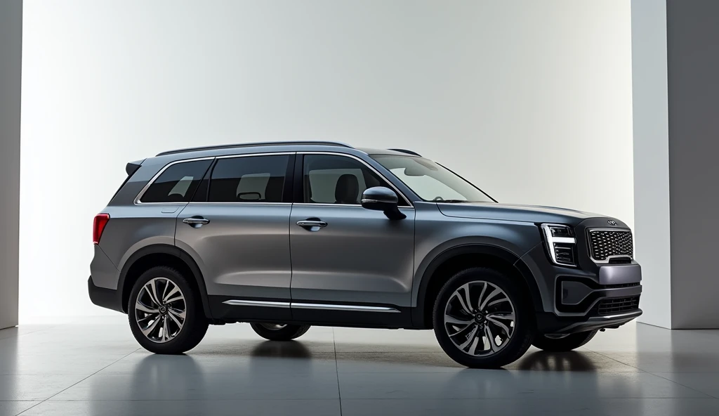 "A close-up, left-side view of a sleek, black color 2025 KIA Sorento ...