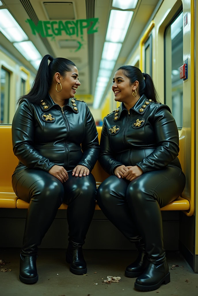 Imagine a vivid scene of group of 25-year-old fat tanned-skinned Roma ...