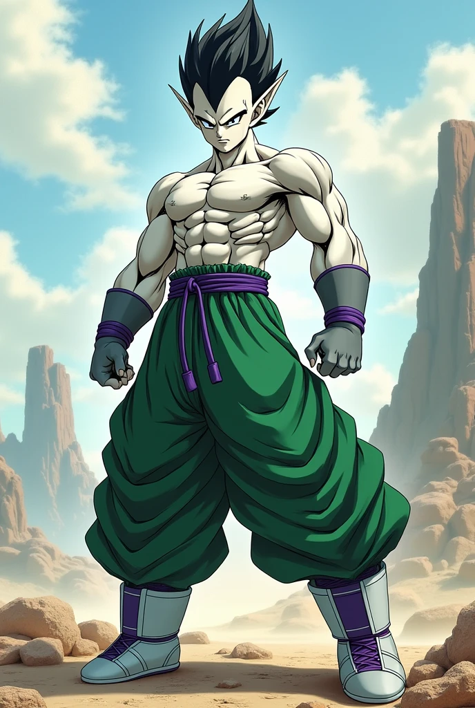 Male,Dragon Ball Z type character, with White skin, Black hair - SeaArt AI