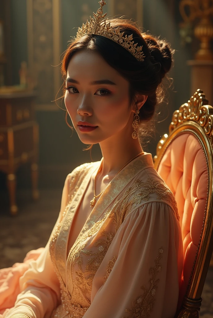 Prompt: In a majestic throne room bathed in soft, ethereal light - SeaArt AI