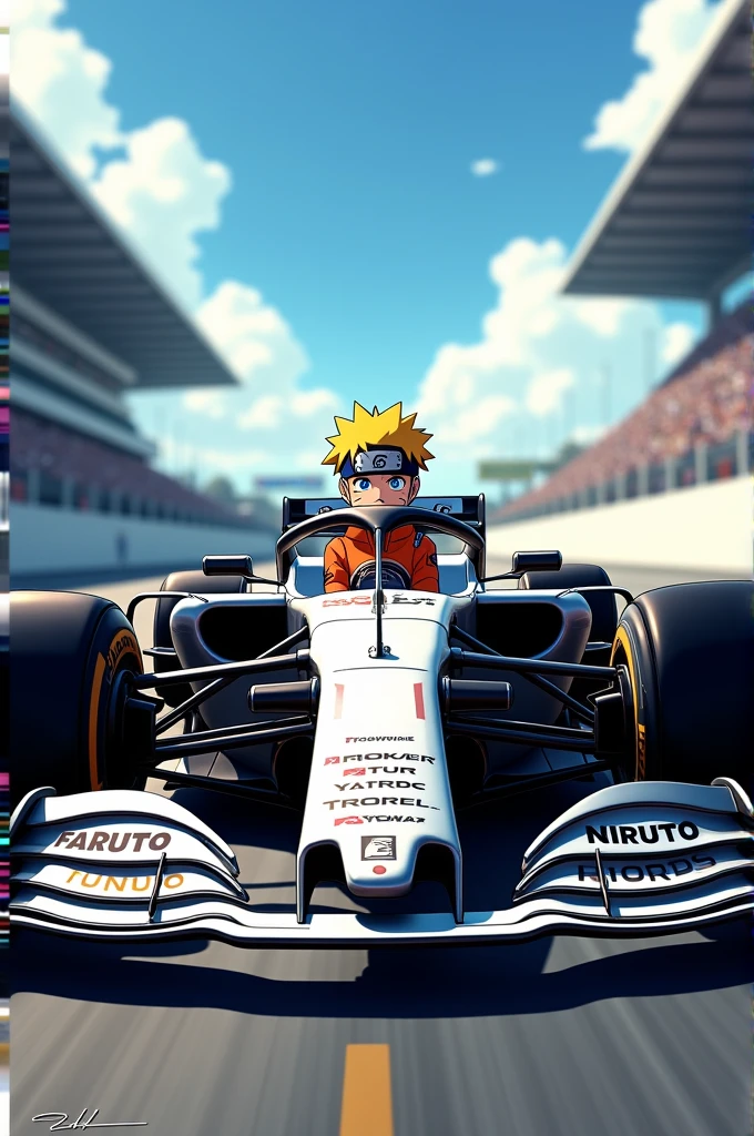 Naruto in a Formula 1 car - SeaArt AI
