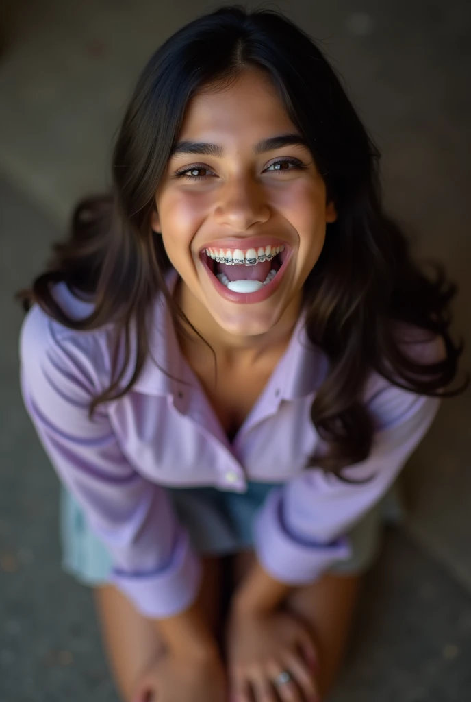 Professional photo from above of the “photographer’s own knees - SeaArt AI