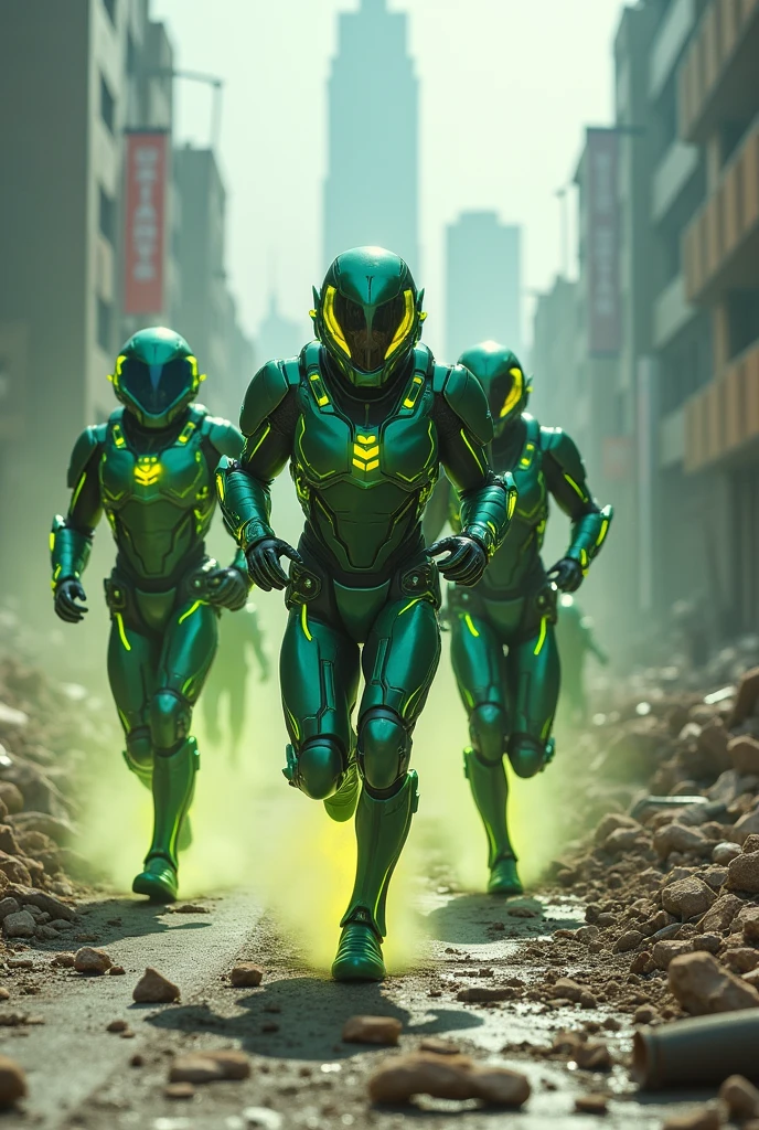 Create me an image of super soldiers from the future green - SeaArt AI