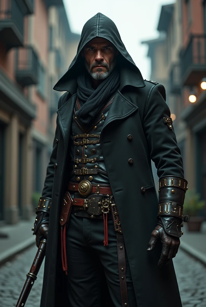 Hitman, mercenary, steampunk man, Gothic, Dark, dark fantasy - SeaArt AI