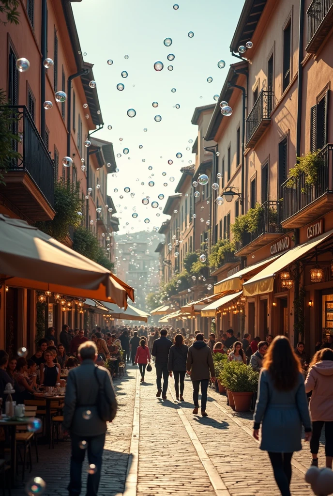 A charming street view of Milan, bustling with numerous shops and cozy ...