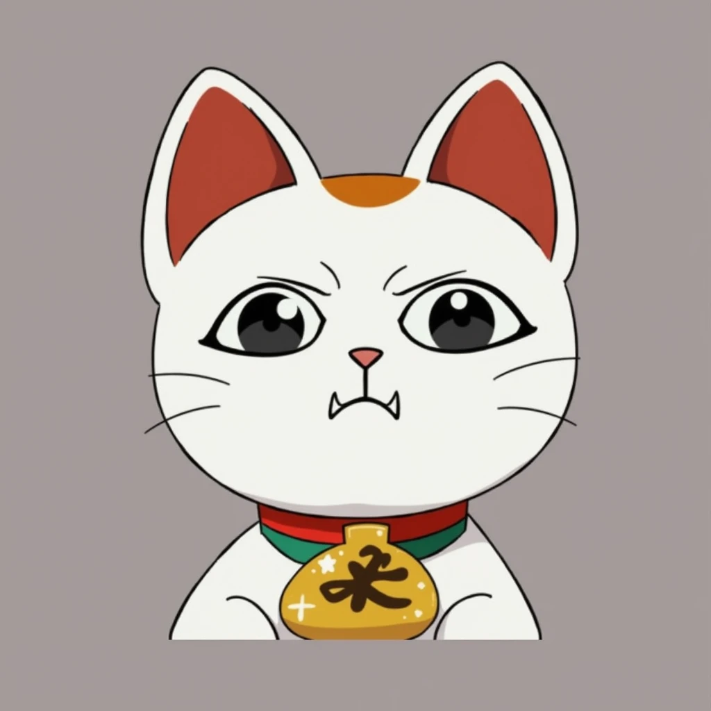 White cat, character, cute, with a red collar with golden pendant ...