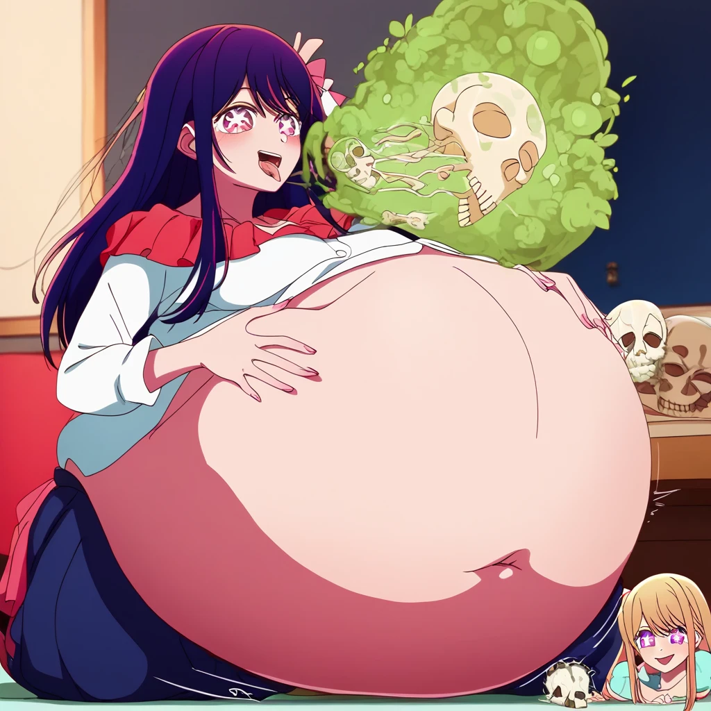 Ai Hoshino trapped inside Ruby Hoshino's belly. X ray vore. burping - SeaArt AI