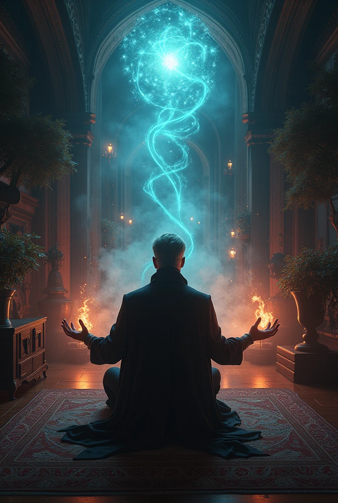 Imagine a magician sitting in a house doing magic and having full magic ...