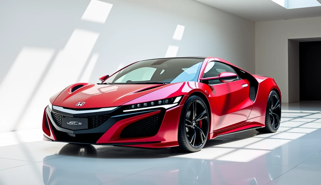 Front side view of painted red with shiny clour 2025 Honda NSX sleek in ...