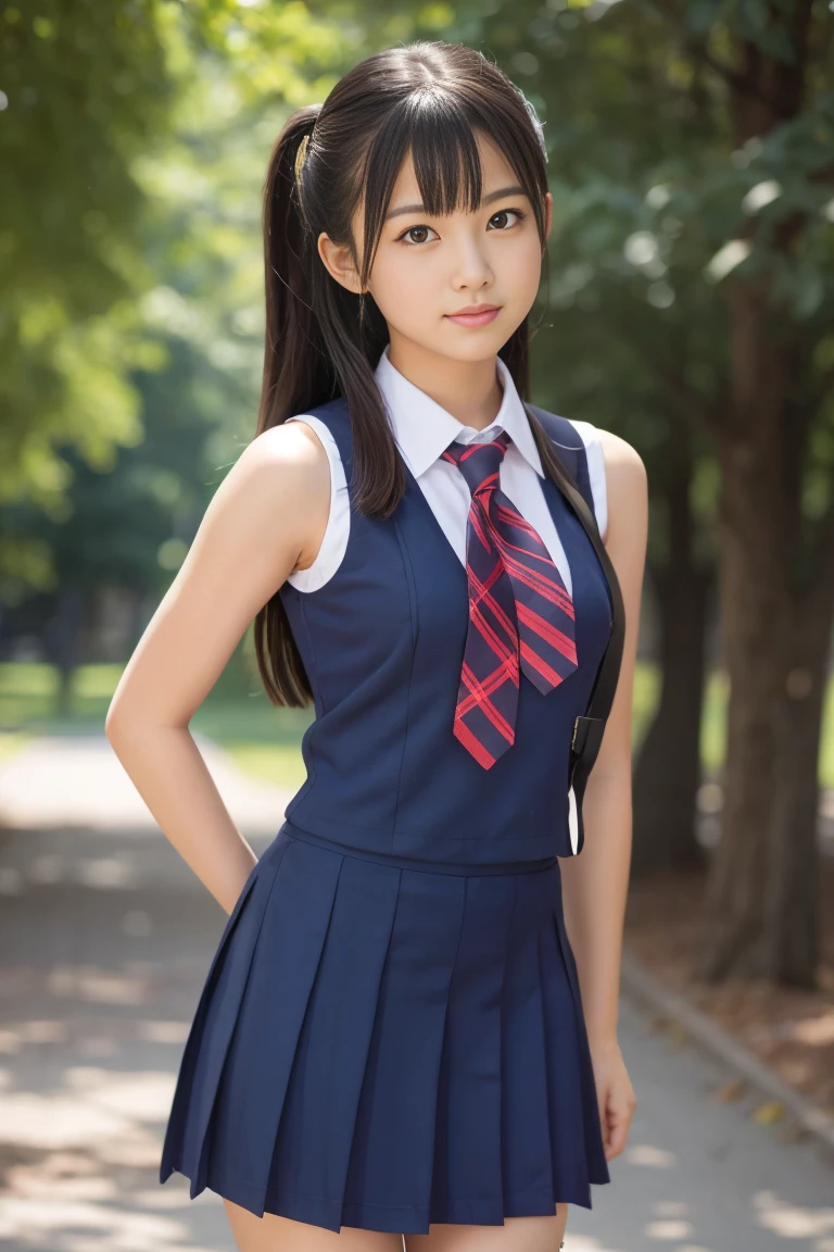 Highest quality,Photo quality, detailed,A school girl,sleeveless middy ...