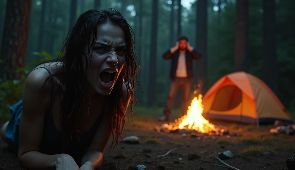 A hyper-realistic and emotionally intense depiction of a chilling ...