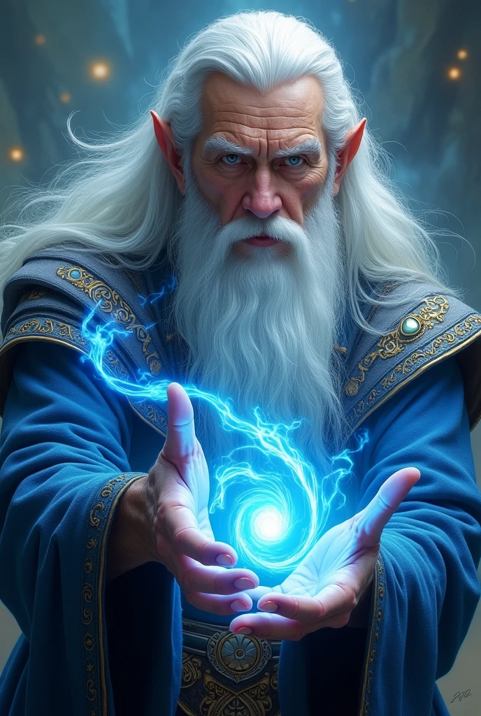 A highly detailed and lifelike portrait of an elder elven wizard ...