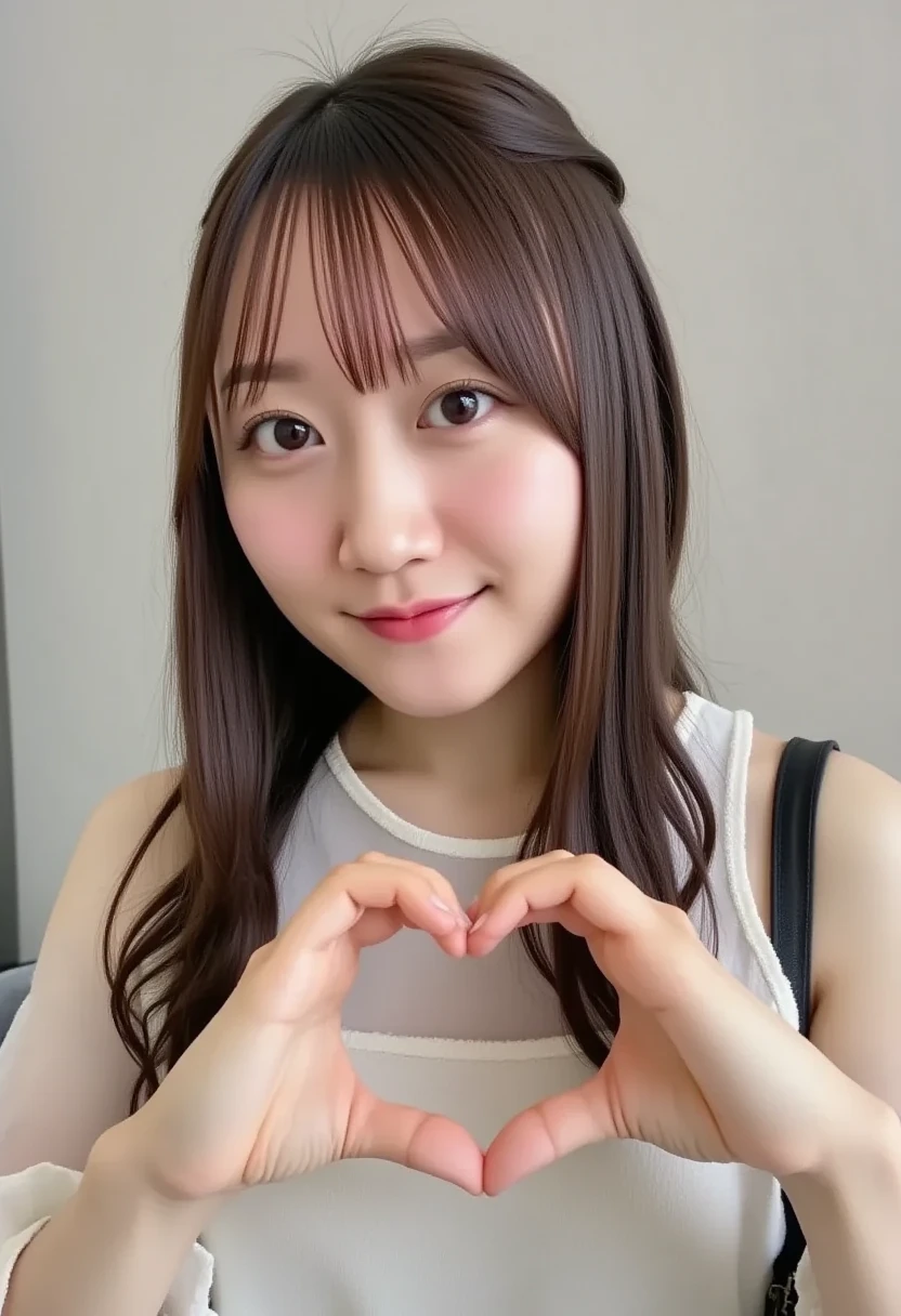 I'm making a heart shape with both hands,Heisei Gal Makeup and Poses ...