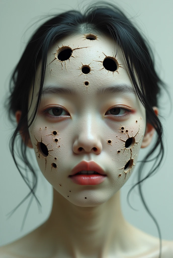 The korean gal's face has Lotus root hole like skin、Tritophobia is only ...