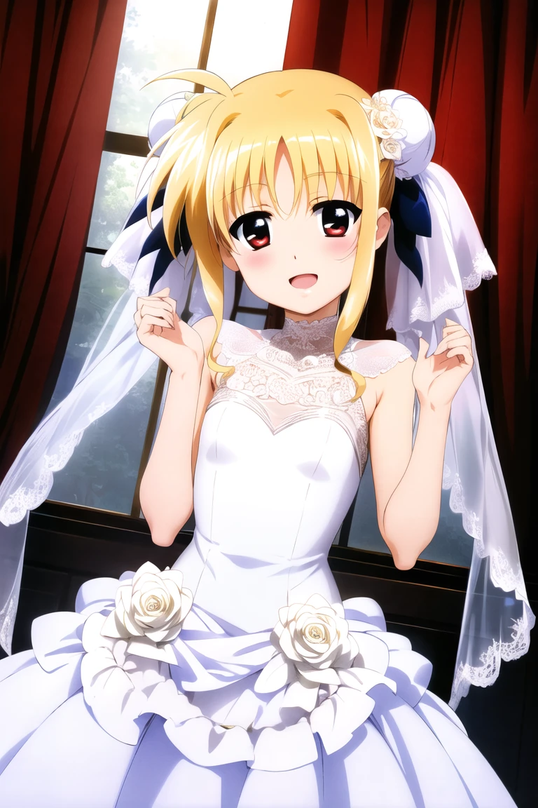 Fate Testarossa,megami magazine,blonde hair,twintails,hair ribbons ...