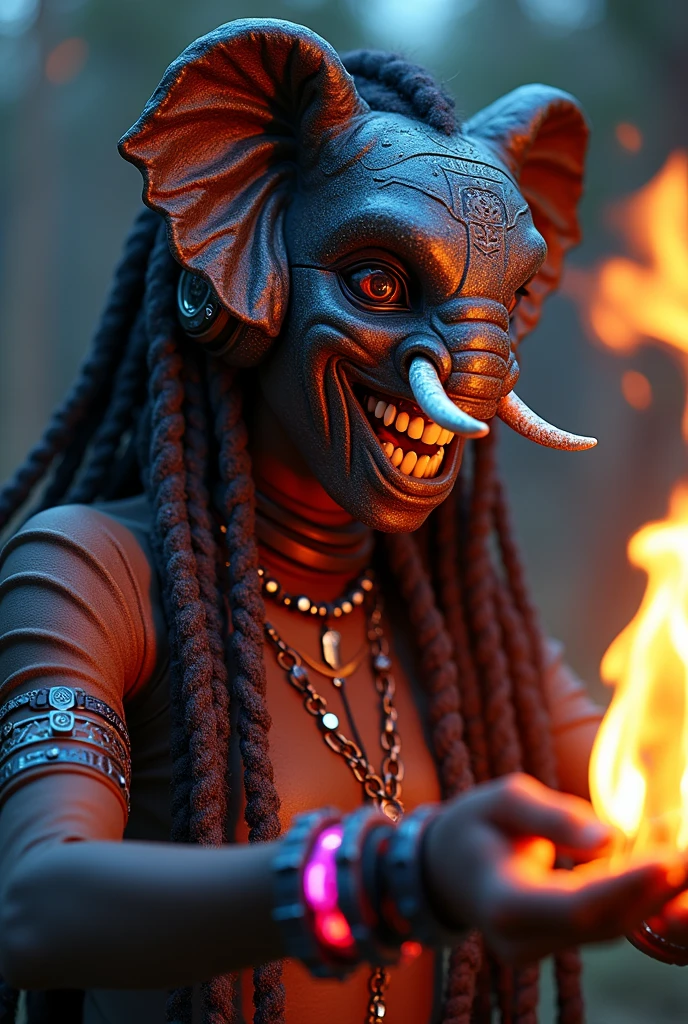 the elite: prototype droidgirl goddess elephantmask, dmt art - SeaArt AI