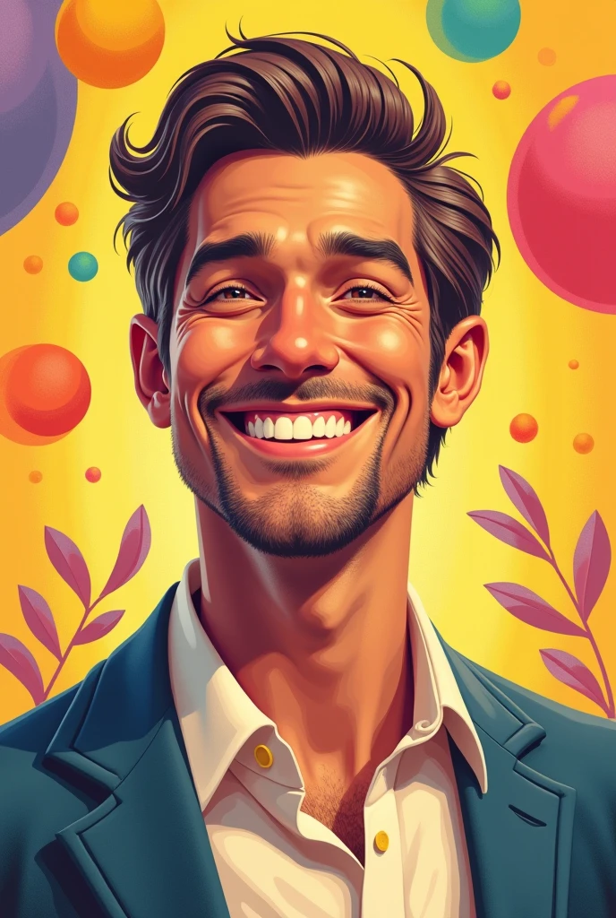 Happy man character from commercial illustration from the 80s - SeaArt AI