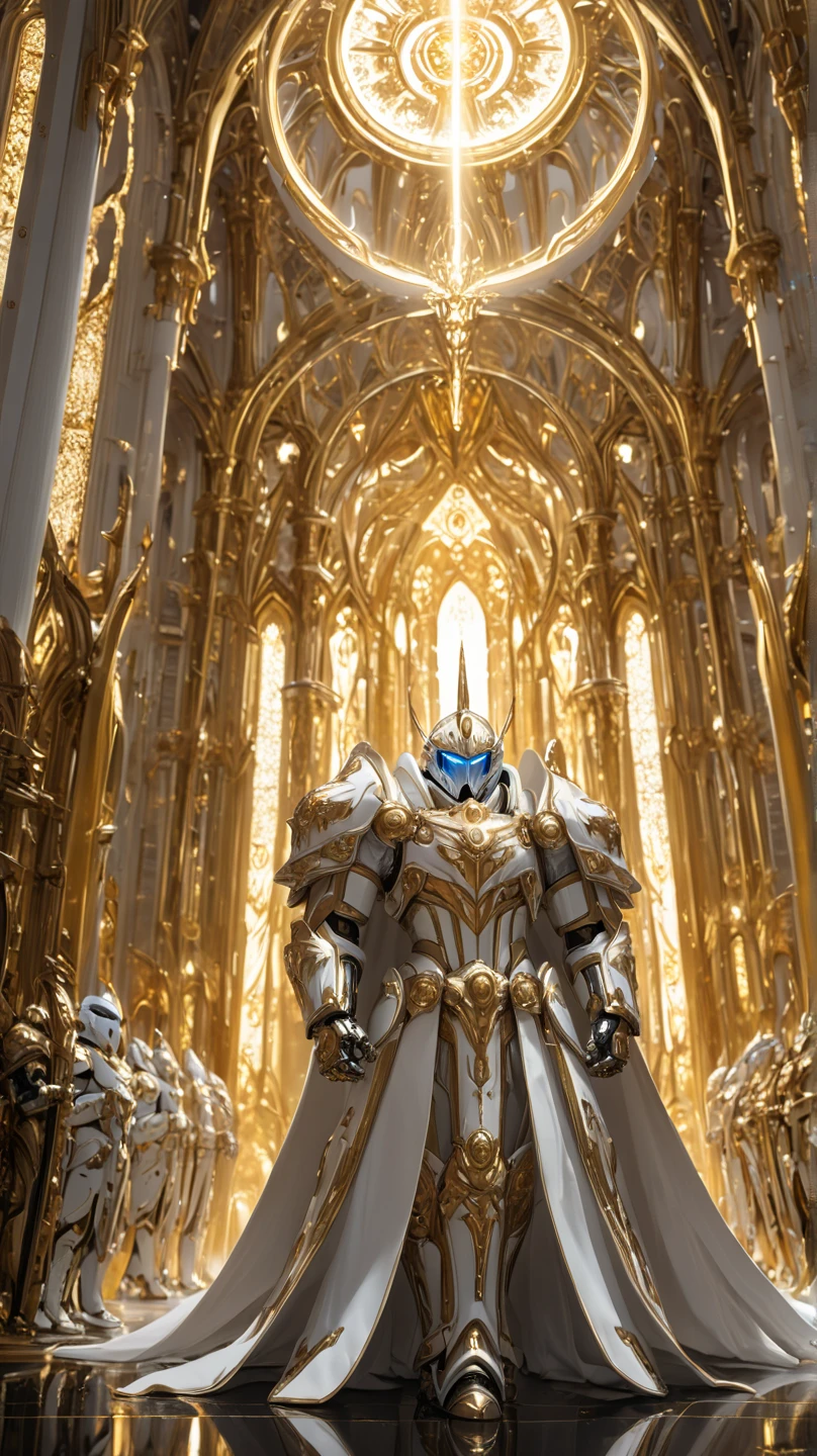 The full-body mechanized image of an adult male Holy Knight leader held ...