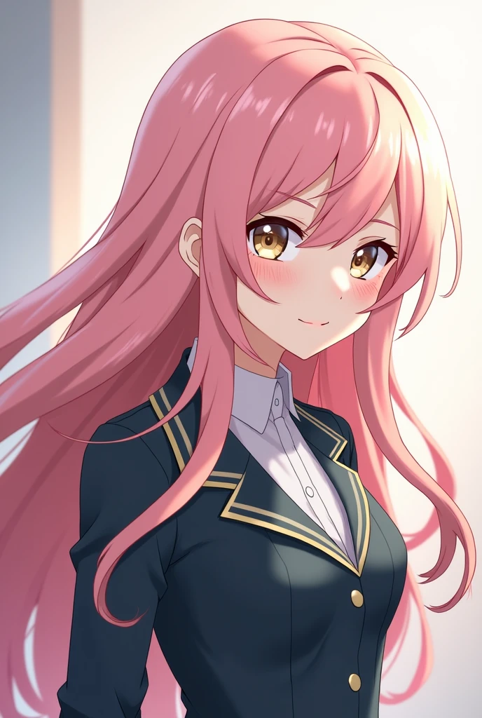 Character bnha girl with long soft pink hair and light eyes wearing UA ...