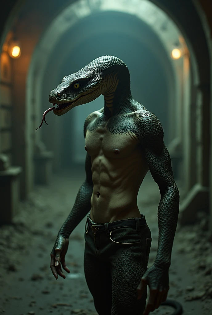 Create a realistic photo of a genetic junction between a man and a ...