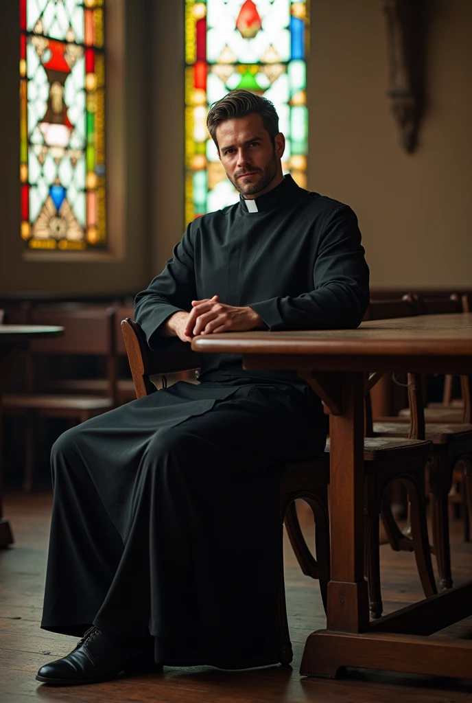 " Imagine a priest with an athletic and sensual body , sitting at a ...