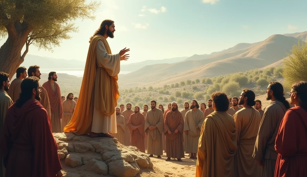 Jesus preaching to the people in Galilee - SeaArt AI