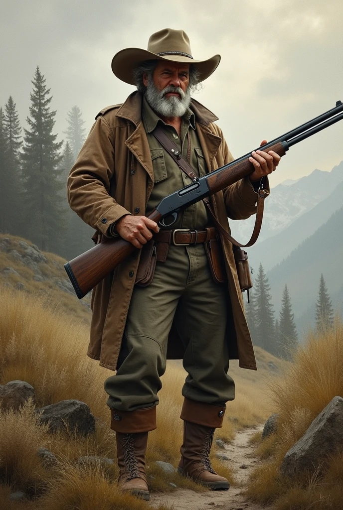Hunter with gun oil painting - SeaArt AI