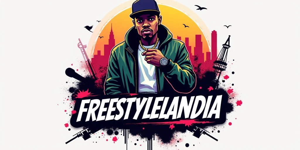 rap logo with the name "Frestylelandia " - SeaArt AI