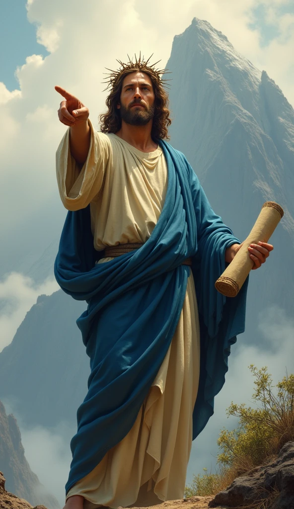 A highly detailed illustration of Jesus Christ standing at the foot of ...