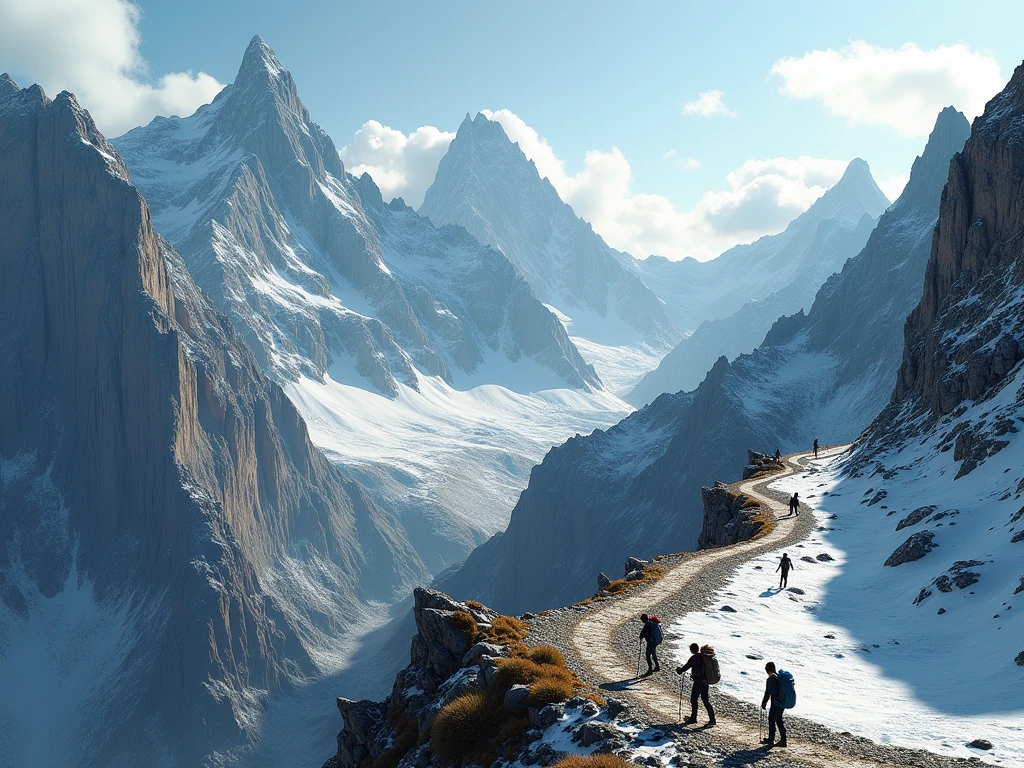 A path up through the mountains, Photo RAW, Realistic, ultra - SeaArt AI