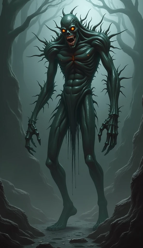 Humanoid dark abomination distorted and deformed asymmetric face ...