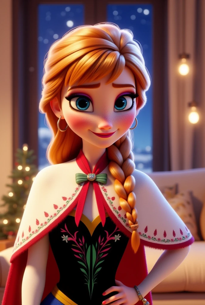 Disney pixar 3d cartoon gorgeous Anna is in a red satin christmas ...