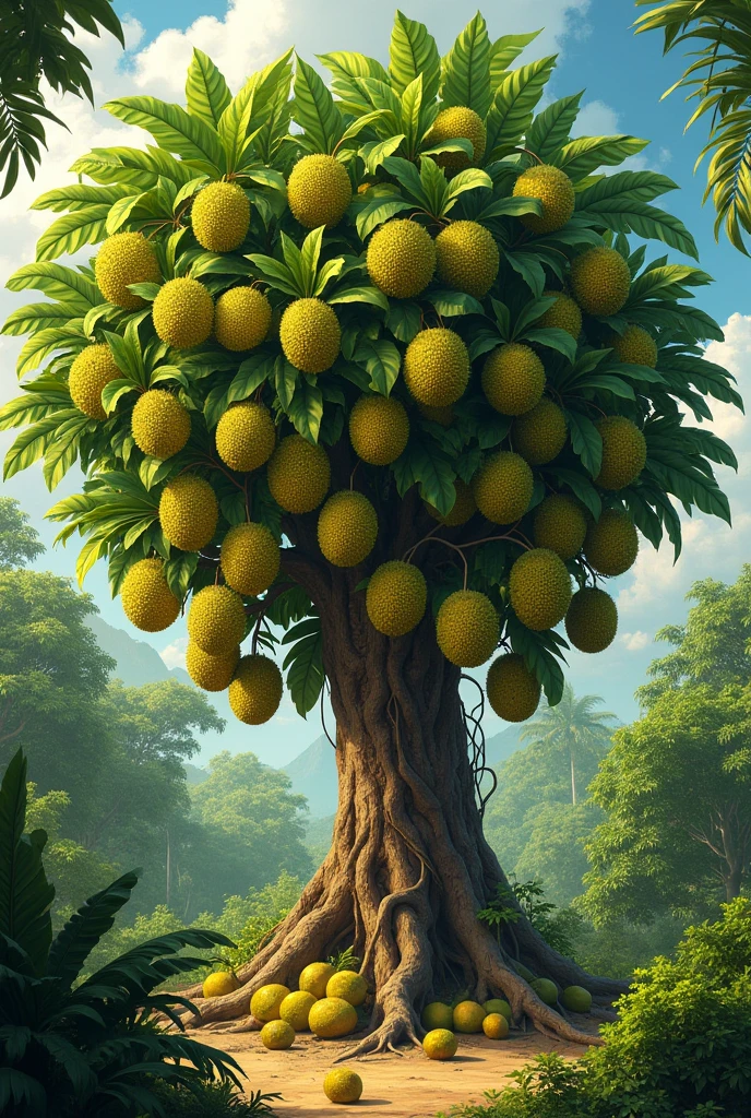 A jackfruit tree with full of jackfruit - SeaArt AI