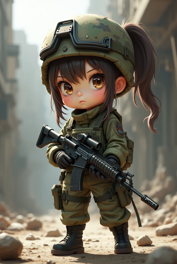 Chibi girl commando - SeaArt AI