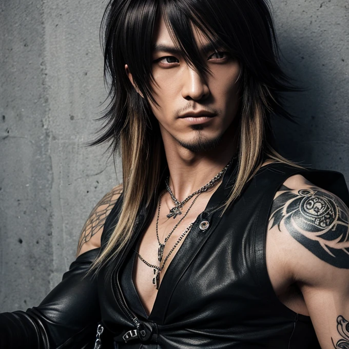1 man Japanese gothic rocker man, Male, Asian eyes, muscular - SeaArt AI