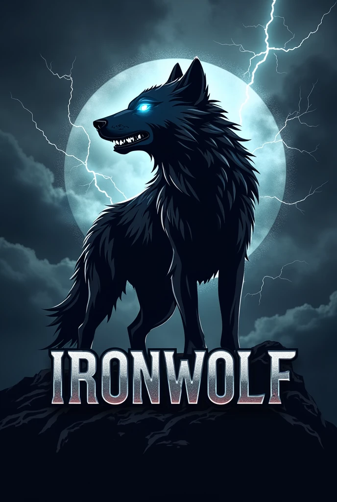 "Design a logo for Ironwolf army featuring a powerful wolf silhouette ...