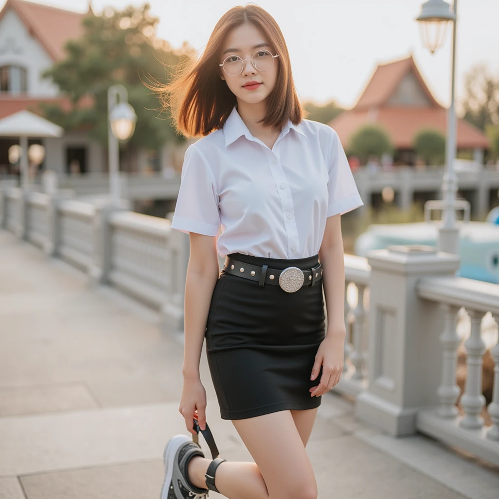 Fullbody photo, Candid photo of beautifully smooth, A chic Asian girl ...