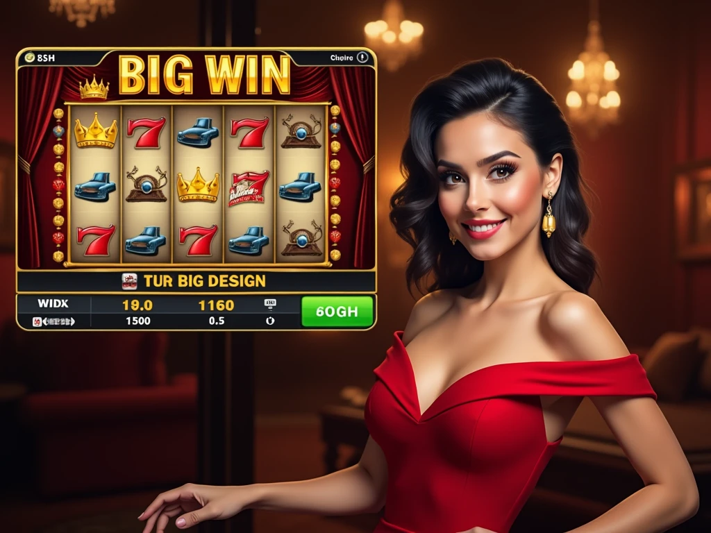 A visual showcasing the Royale Vegas slot game's look with a big win theme - SeaArt AI